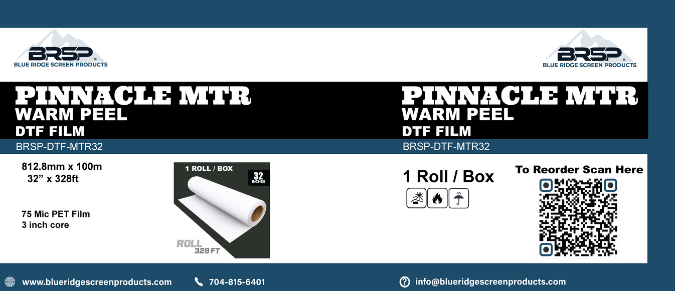 BRSP Pinnacle 32" MTR (Matte) Warm Peel DTF Film – blue-ridge-screen ...